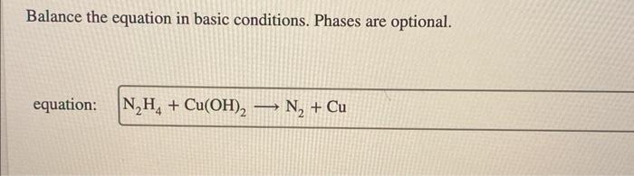 Balance the equation in basic conditions. Phases are | Chegg.com