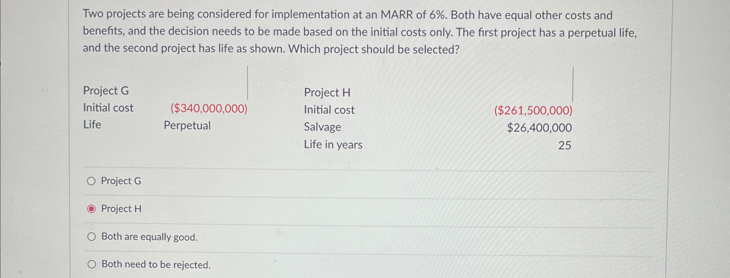 Solved Two projects are being considered for implementation | Chegg.com