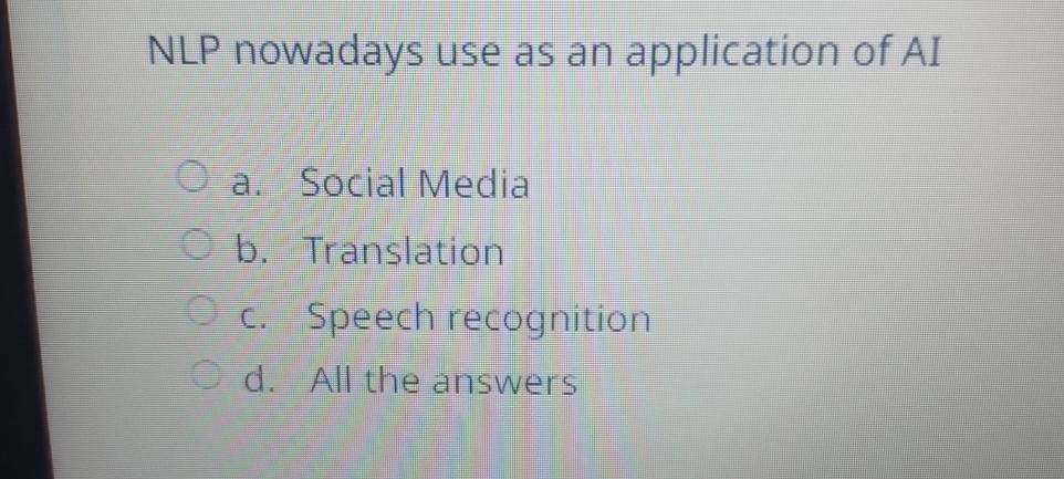 Solved NLP nowadays use as an application of AIa. ﻿Social | Chegg.com