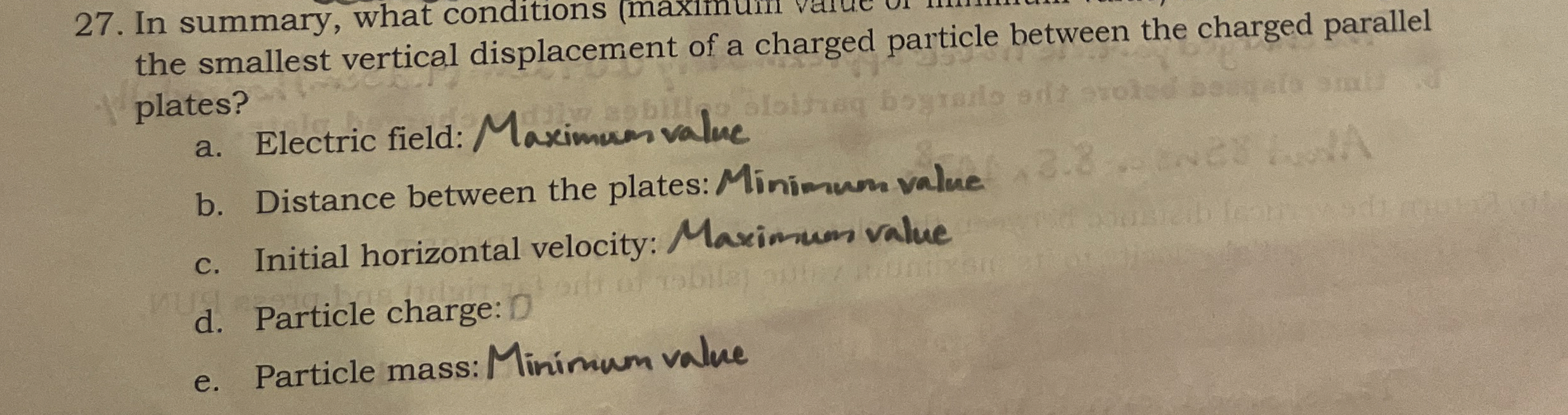 Solved In summary, what conditions (maximthe smallest | Chegg.com