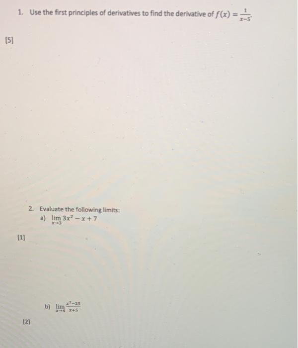 Solved 1. Use the first principles of derivatives to find | Chegg.com