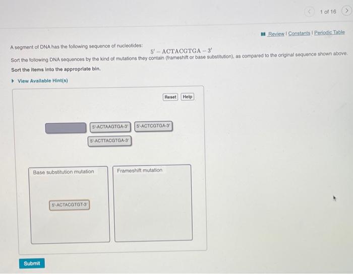 Solved 1 of 16 > Review Constants Periodic Table A segment | Chegg.com