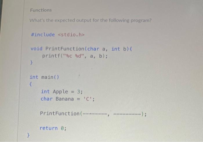 Solved Functions What's the expected output for the | Chegg.com