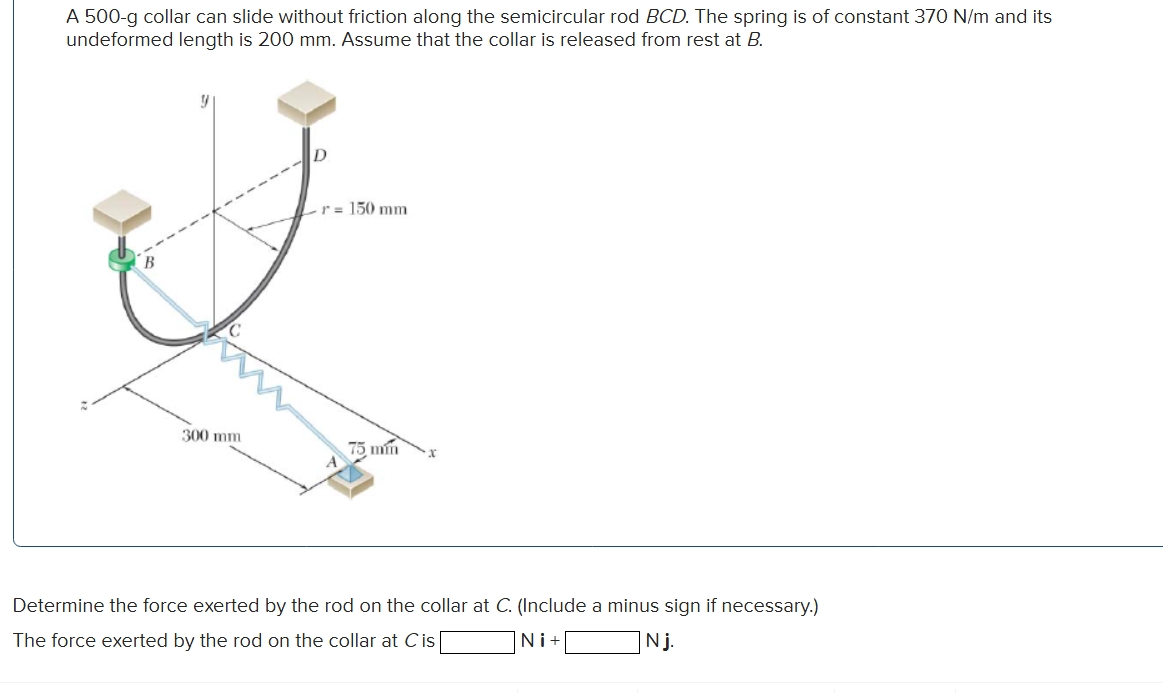 Solved A 500-g collar can slide without friction along the | Chegg.com