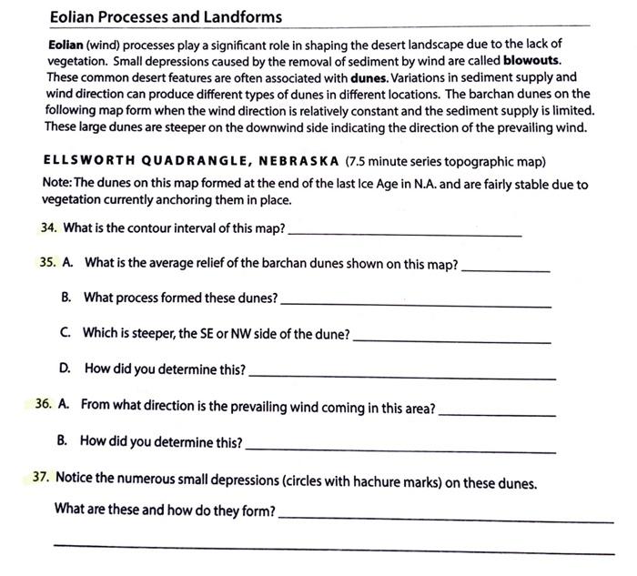 Solved Eolian Processes and Landforms Eolian (wind) | Chegg.com