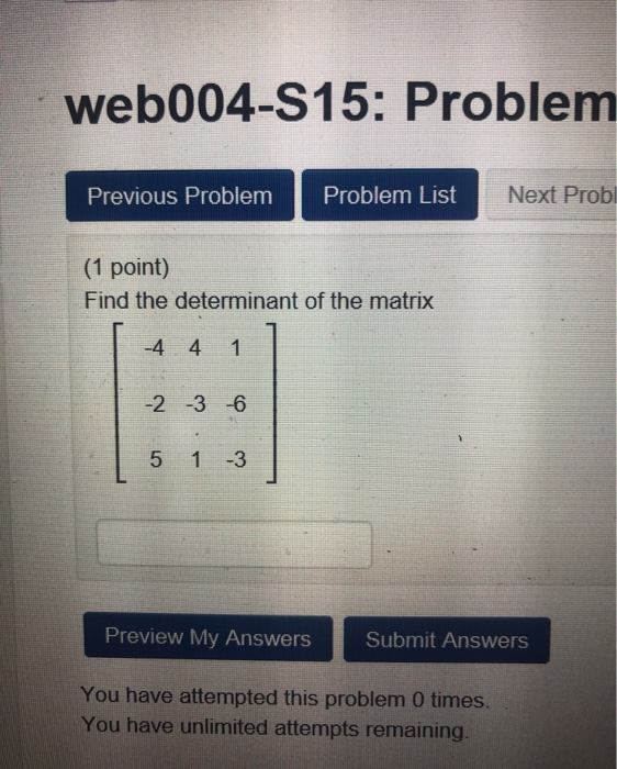 Solved web004-S15: Problem Previous Problem Problem List | Chegg.com