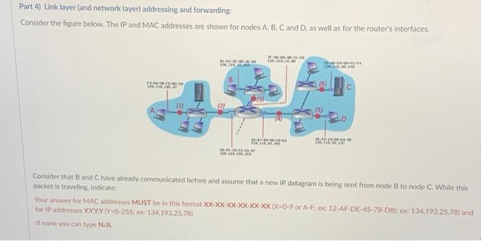 Solved Part 4) Link layer (and network layer) addressing and | Chegg.com