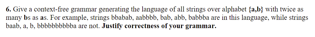 Solved See image for questionGive a context-free grammar | Chegg.com