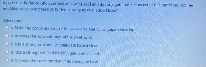 Solved A particular buffer solution consists of a weak acid | Chegg.com