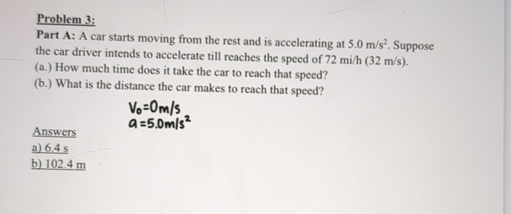 Solved Problem 3:Part A: A car starts moving from the rest | Chegg.com
