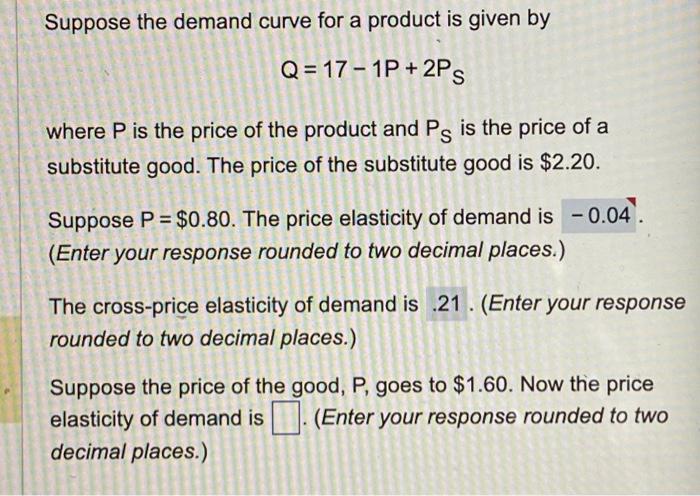 Solved Suppose the demand curve for a product is given by | Chegg.com