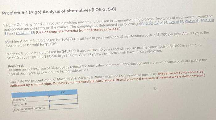 Solved Problem 5-1 (Algo) Analysis of alternatives (L05-3, | Chegg.com