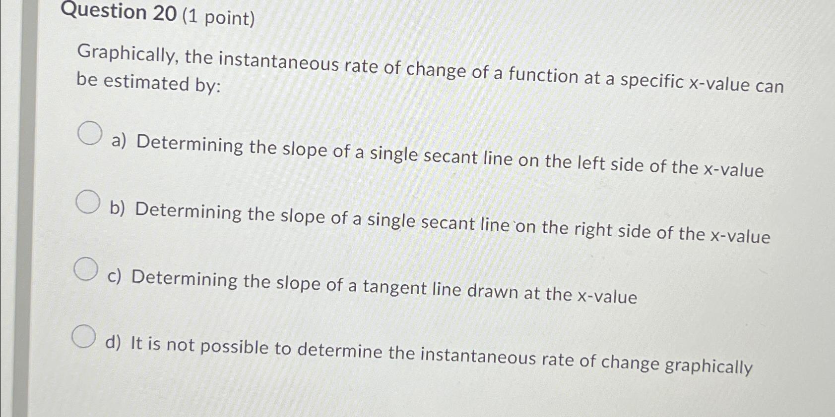 Solved Question 20 (1 ﻿point)Graphically, the instantaneous | Chegg.com