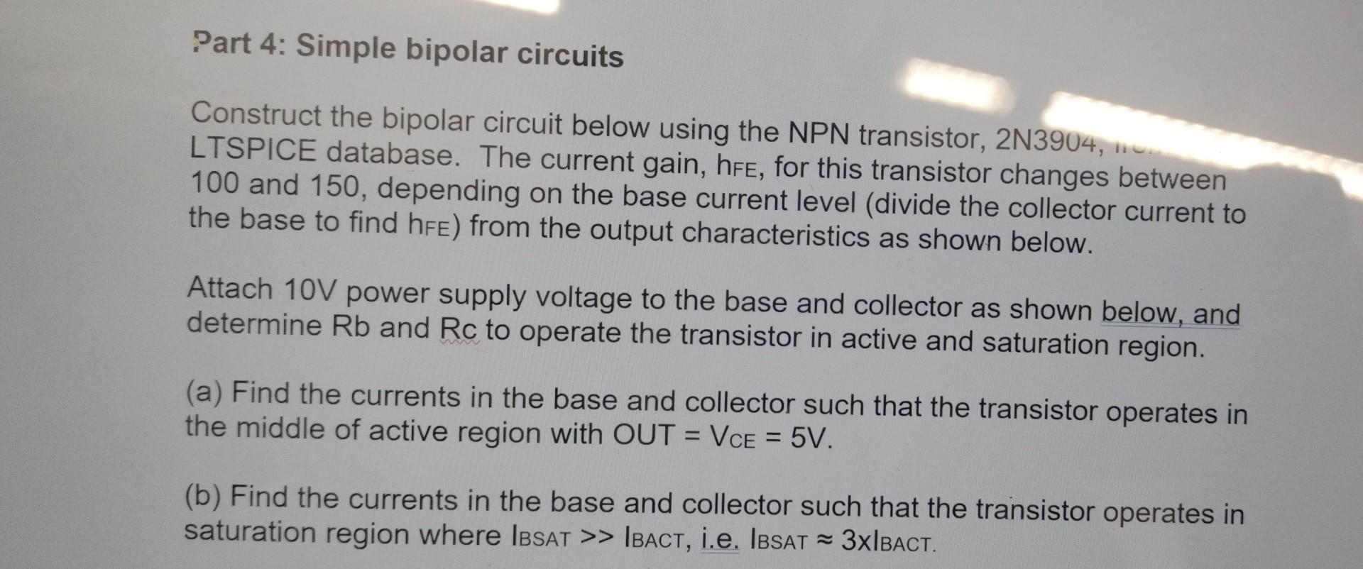 Solved Part 4: Simple bipolar circuits Construct the bipolar | Chegg.com