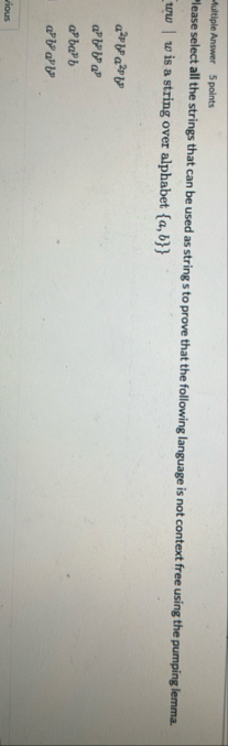 Solved Aultiple Answer5 ﻿pointslease select all the strings | Chegg.com