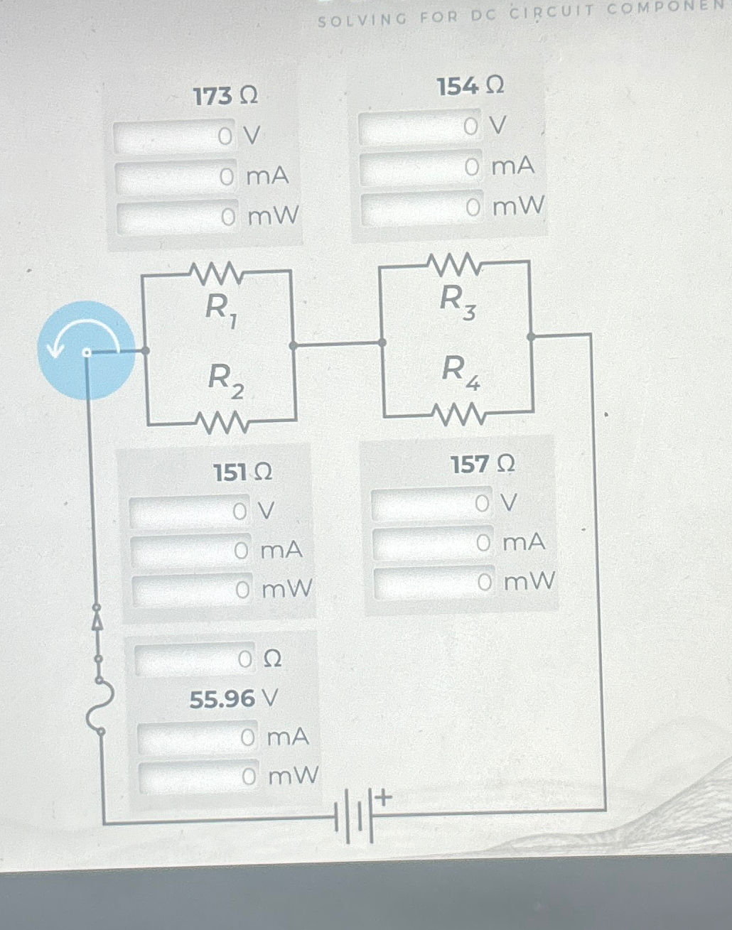 Solved Dc combo circuit component values | Chegg.com