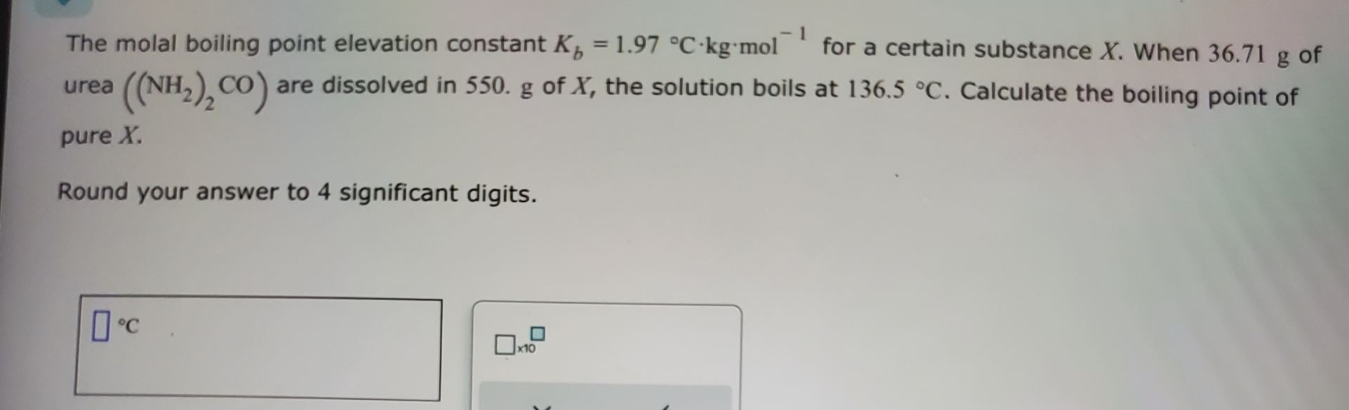 Solved The molal boiling point elevation constant | Chegg.com