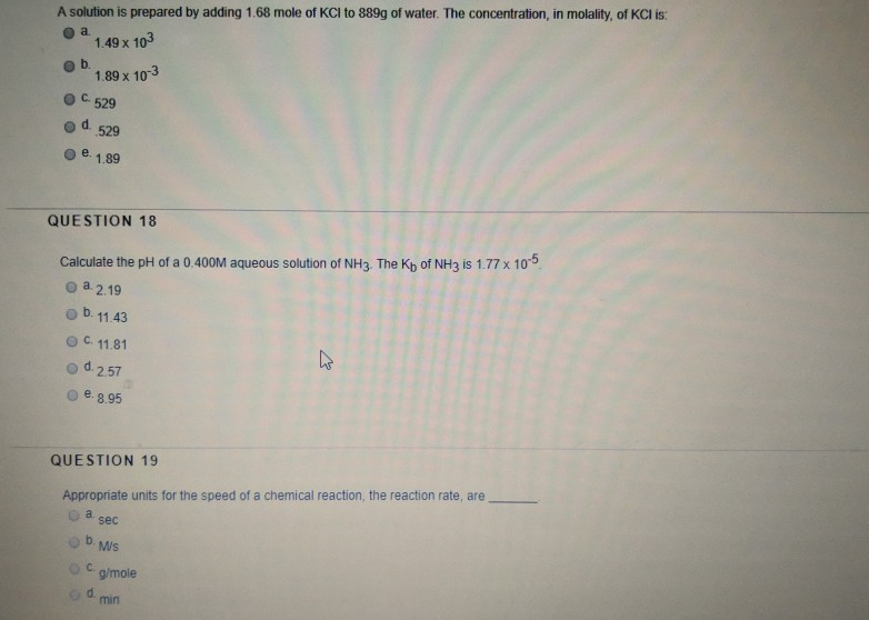 Solved A solution is prepared by adding 1.68 mole of KCl to | Chegg.com Solved A solution is prepared by adding 1.68 mole of KCl to | Chegg.com
