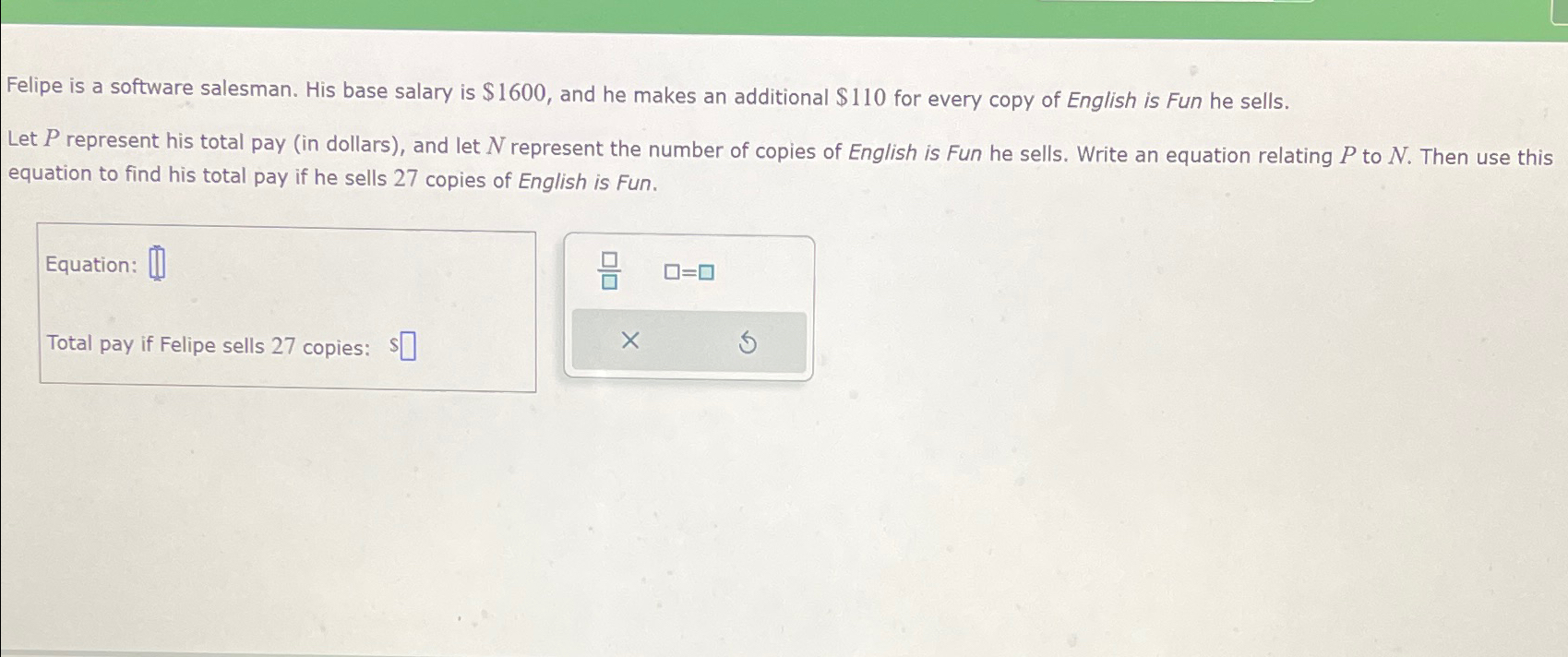 Solved Felipe is a software salesman. His base salary is | Chegg.com