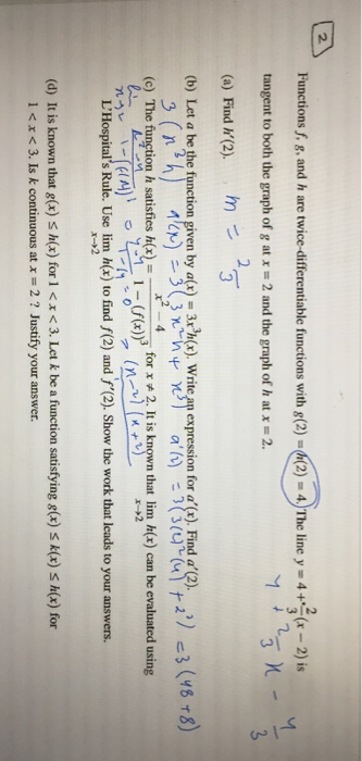 Solved Functions f, g, and h are twice-differentiable | Chegg.com Solved Functions f, g, and h are twice-differentiable | Chegg.com