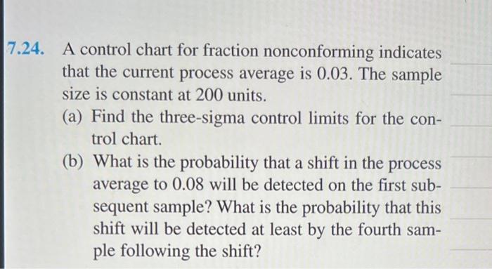 Solved 24. A control chart for fraction nonconforming | Chegg.com