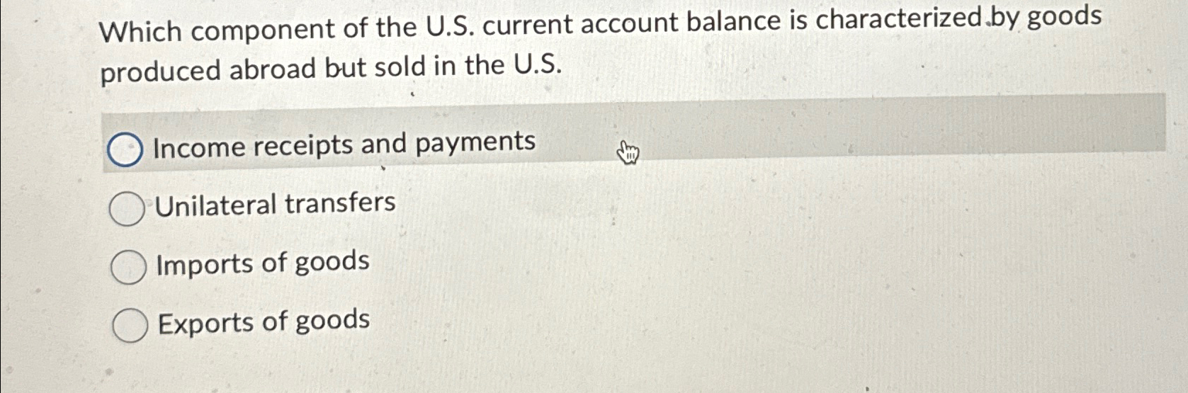 Solved Which component of the U.S. ﻿current account balance | Chegg.com