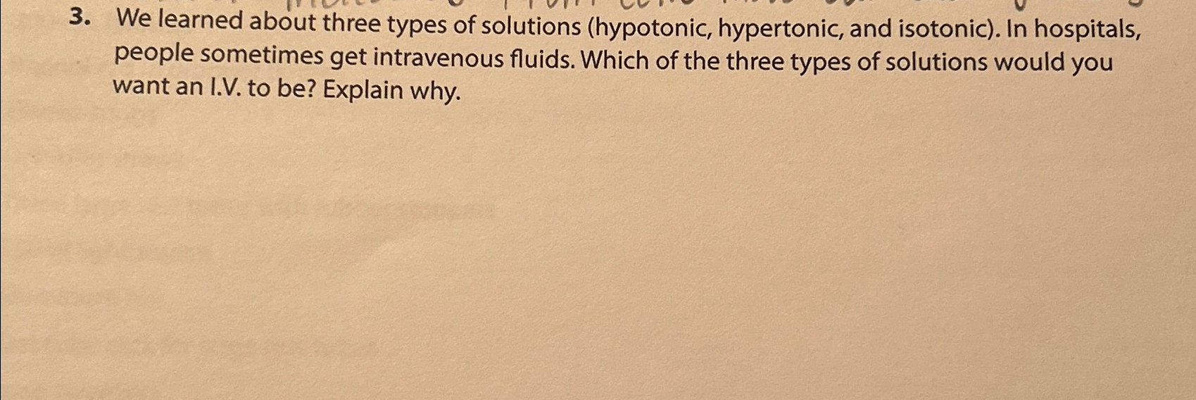 Solved We learned about three types of solutions (hypotonic, | Chegg.com