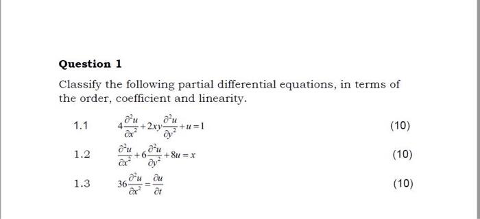 Solved Classify the following partial differential | Chegg.com