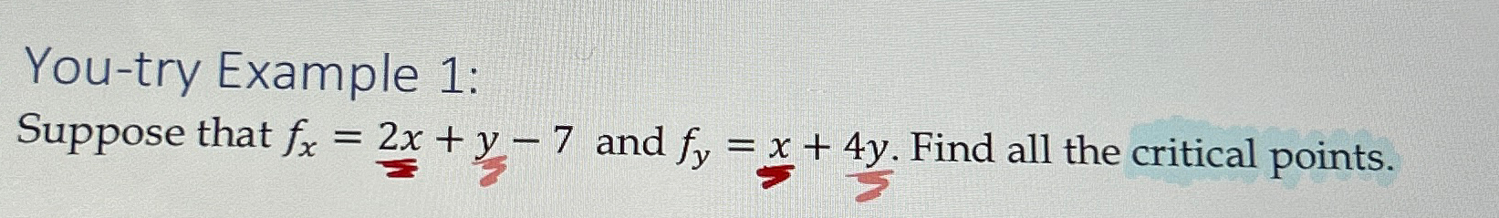 Solved You-try Example 1:Suppose that fx=2x+y-7 ﻿and | Chegg.com