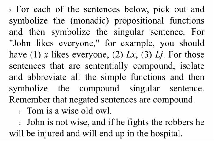 2. For each of the sentences below, pick out and | Chegg.com