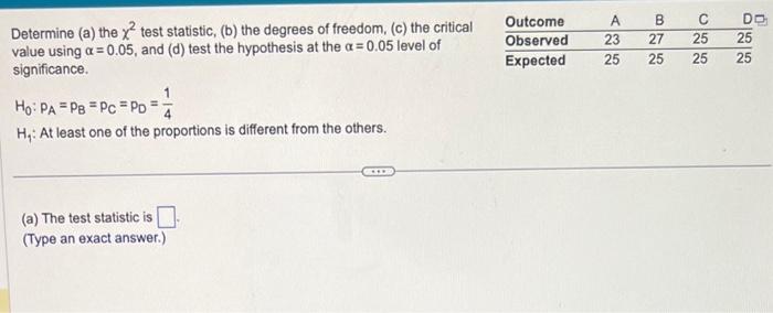Solved Determine (a) the x2 test statistic, (b) the degrees | Chegg.com