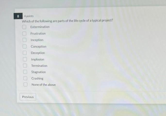 Solved 4 points Which of the following are parts of the life | Chegg.com