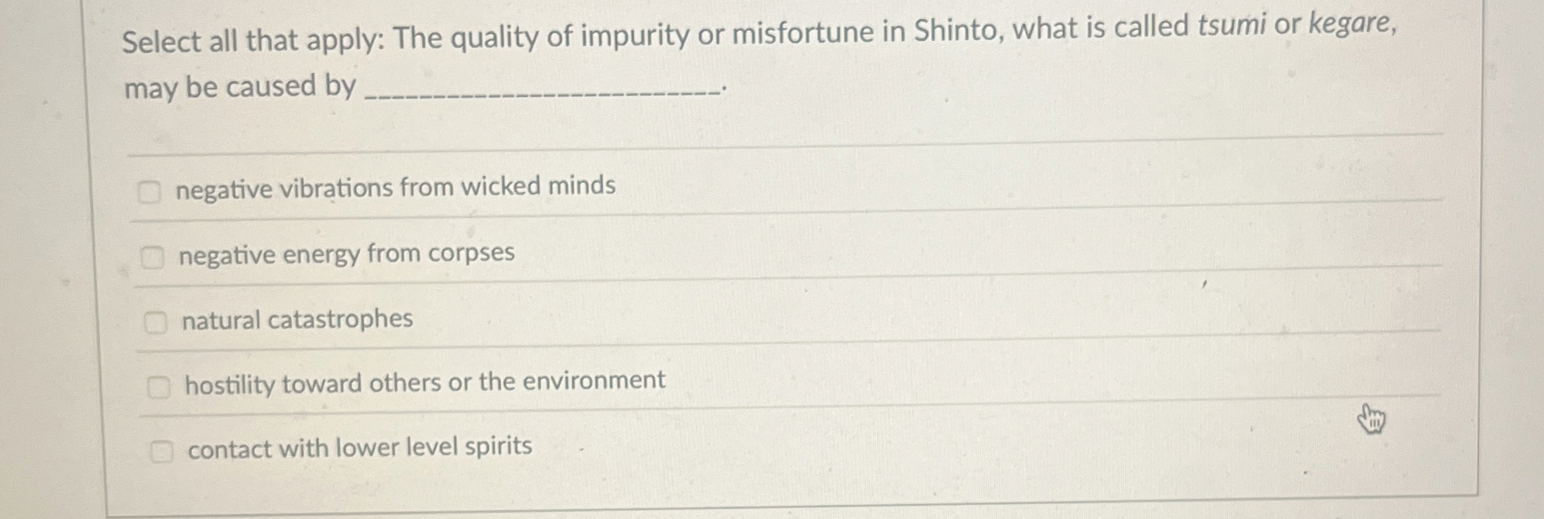 Solved Select all that apply: The quality of impurity or | Chegg.com