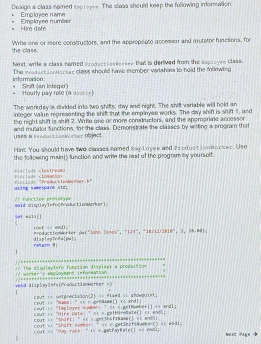 Solved Design a class named Employee. The class should keep | Chegg.com