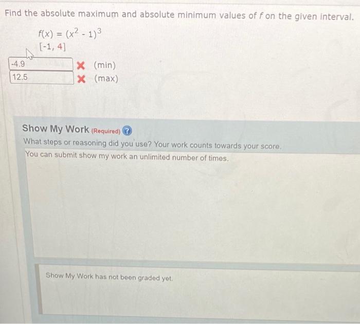 Solved Find the absolute maximum and absolute minimum values | Chegg.com