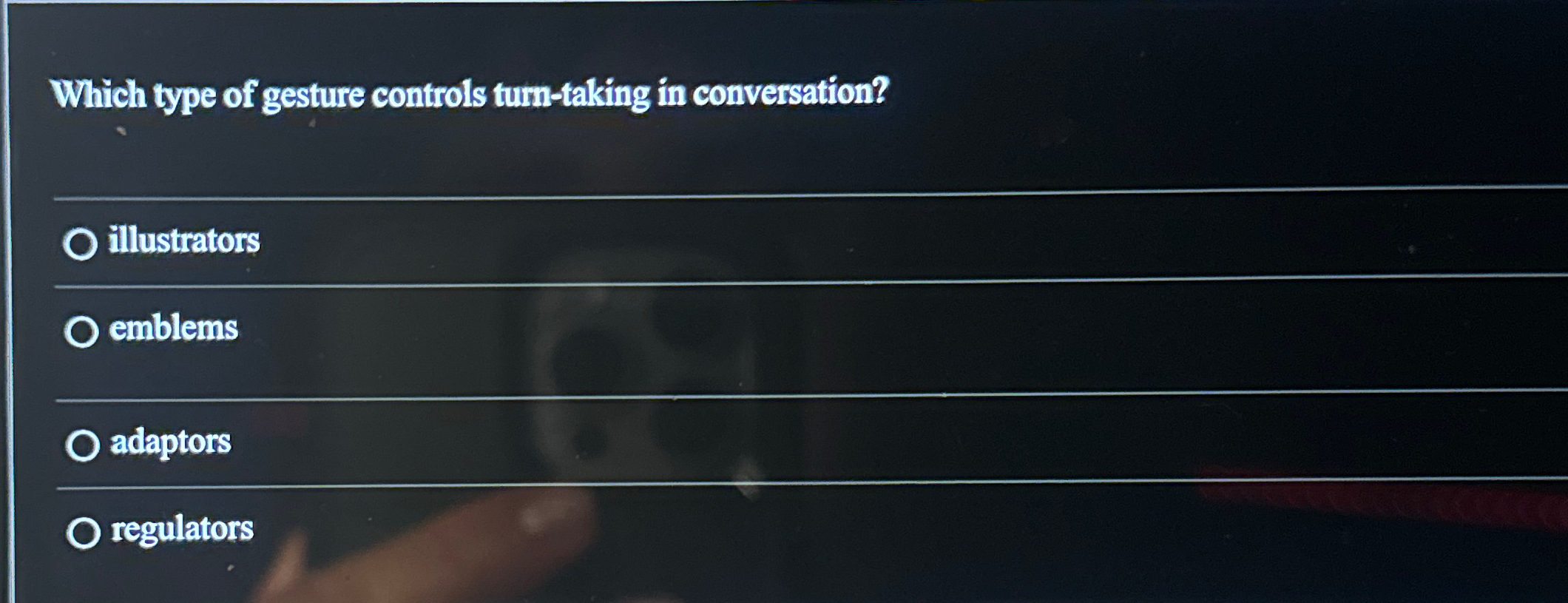 Solved Which type of gesture controls tum-taking in | Chegg.com
