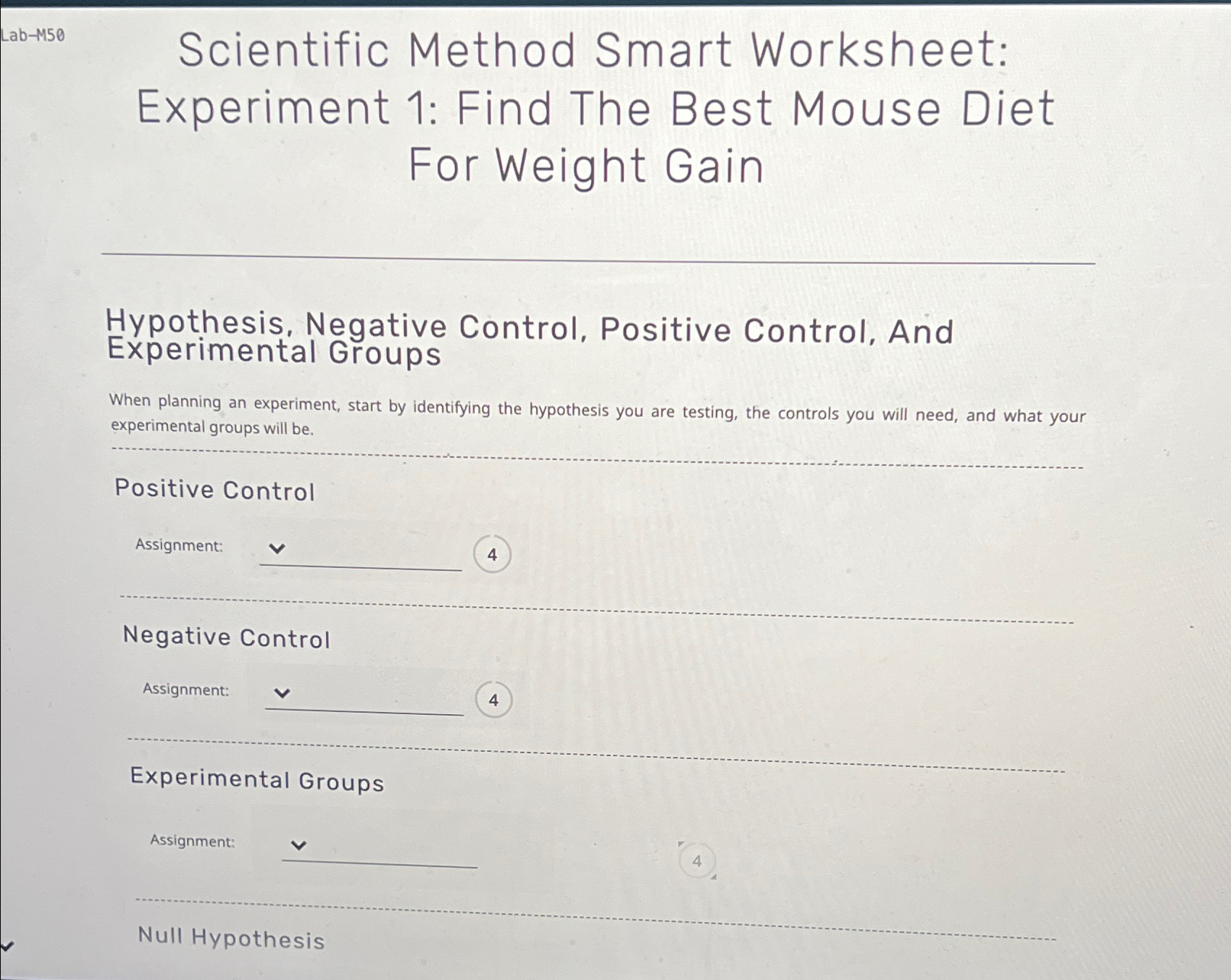 Solved Lab-M50Scientific Method Smart Worksheet: Experiment | Chegg.com