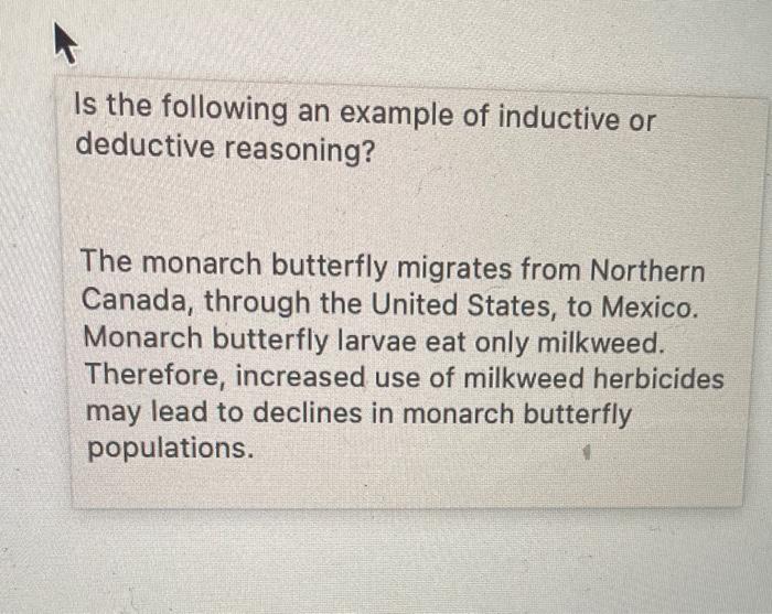 Solved Is the following an example of inductive or deductive | Chegg.com