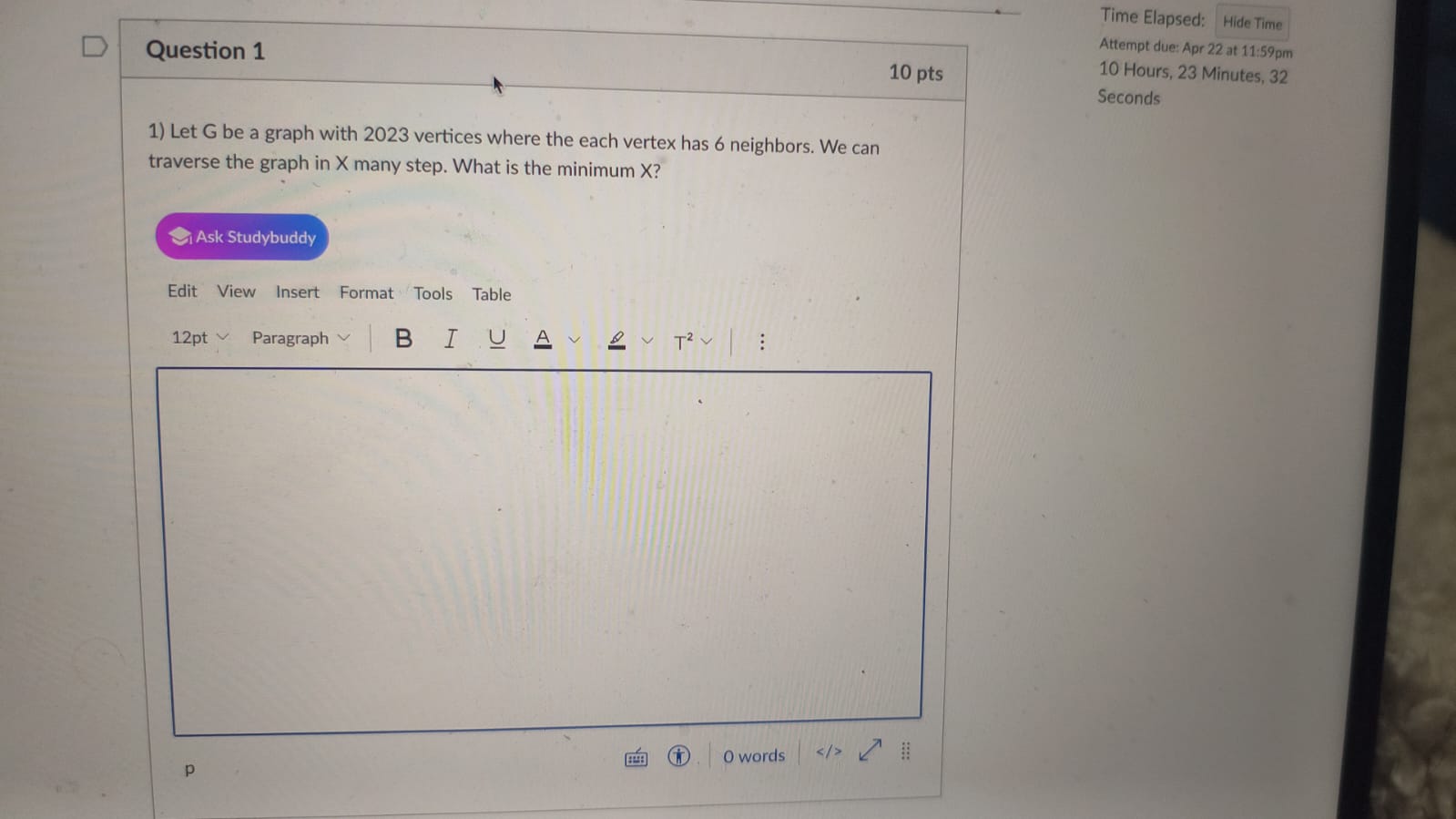 Solved Question 1Let G ﻿be a graph with 2023 ﻿vertices where | Chegg.com