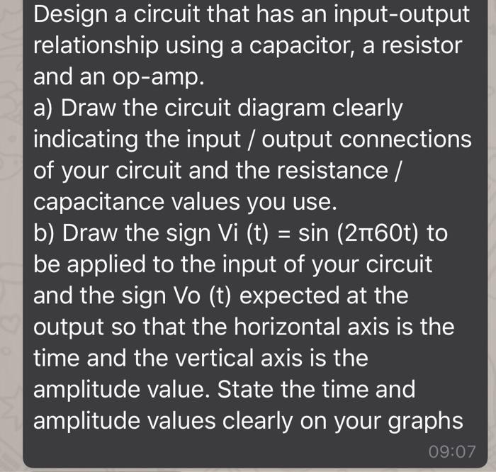 Solved Design a circuit that has an input-output | Chegg.com