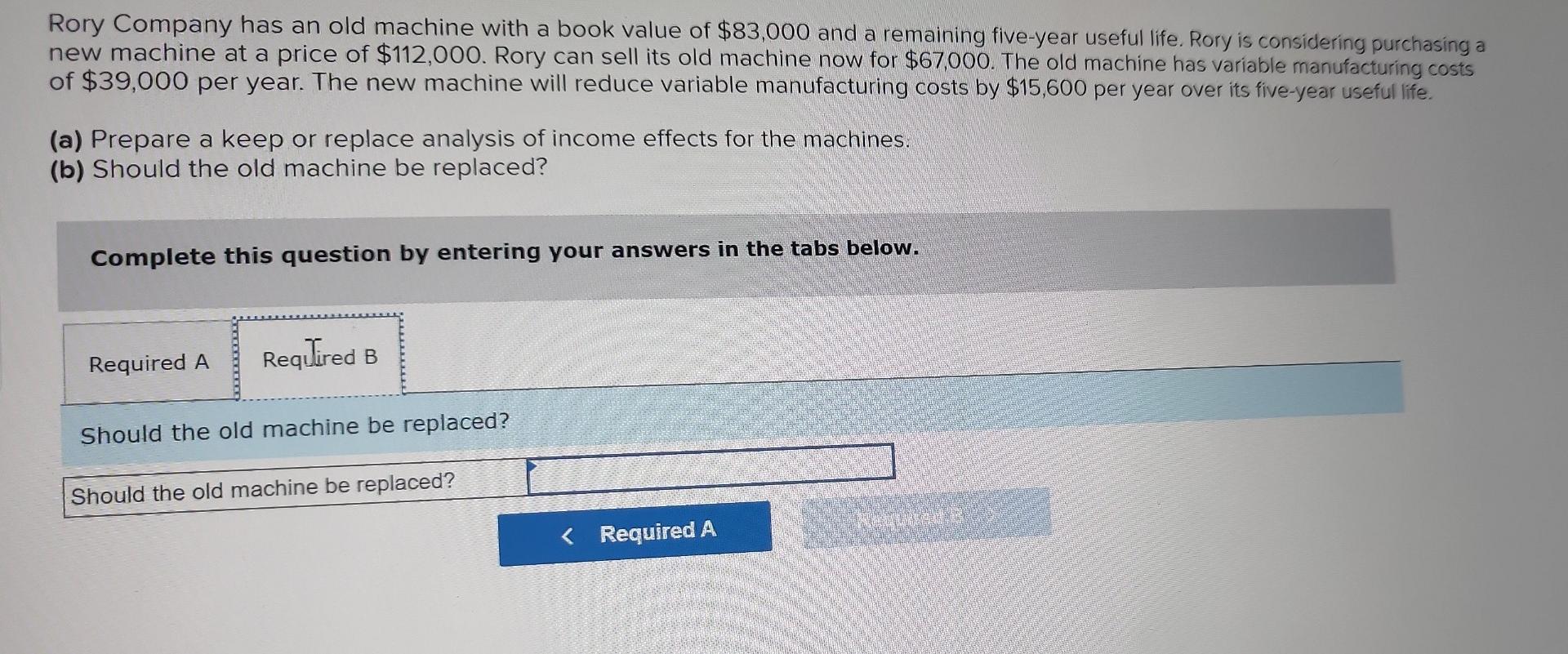 Solved Rory Company Has An Old Machine With A Book Value Of Chegg solved-rory-company-has-an-old-machine-with-a-book-value-of-chegg