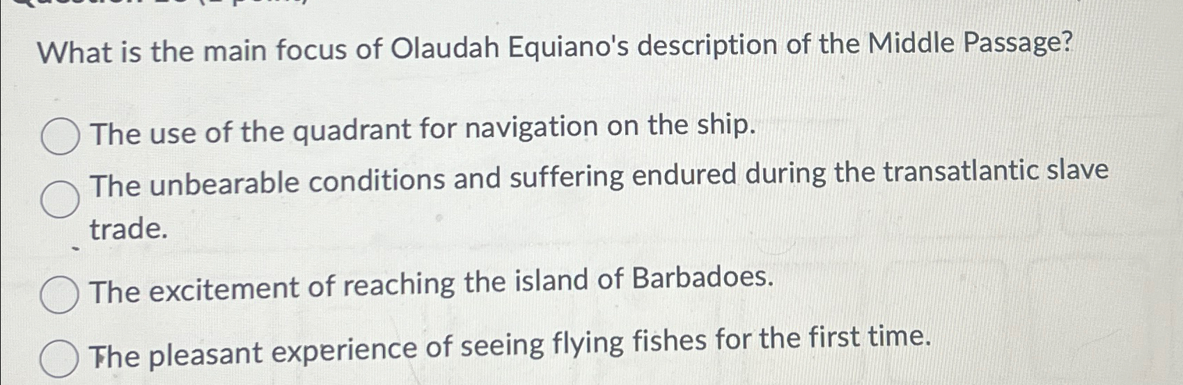 Solved What is the main focus of Olaudah Equiano's | Chegg.com