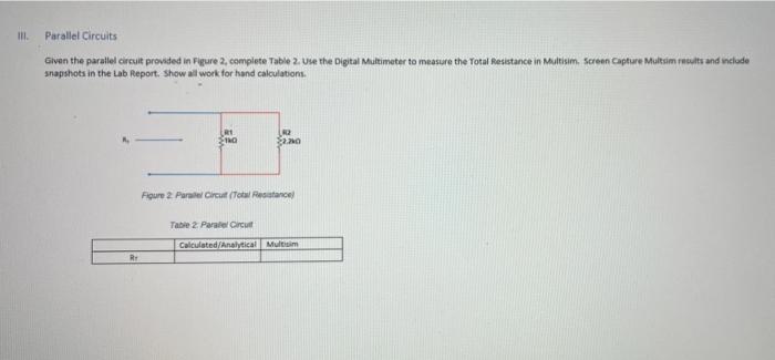 II. Parallel Circuits Given the parallel circuit | Chegg.com