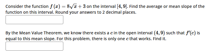 Solved Consider the function f(x)=8x2+3 ﻿on the interval | Chegg.com