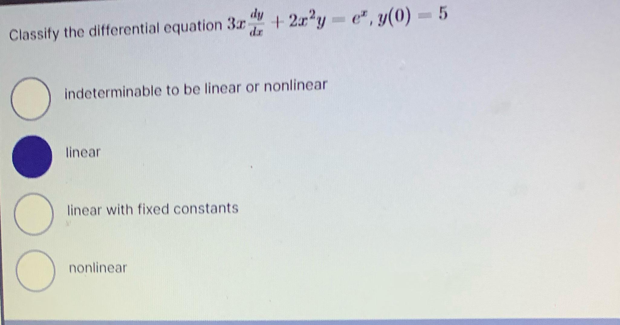 Solved Classify the differential equation | Chegg.com