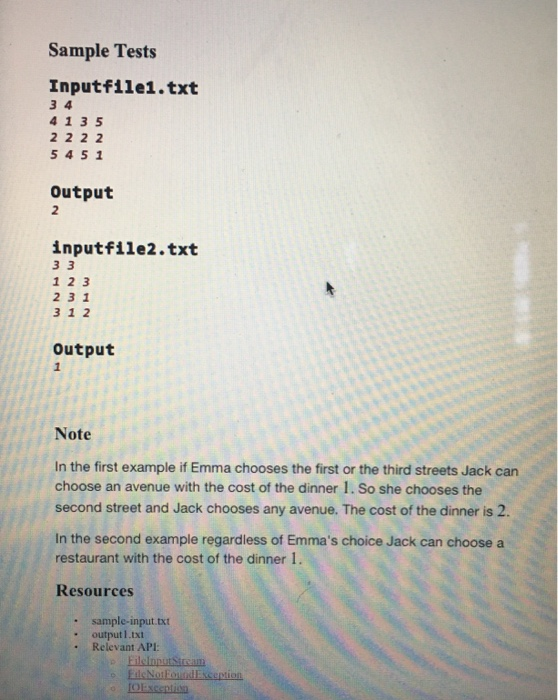 Solved Programming Assignment 1 Dinner with Emma Input: File | Chegg.com