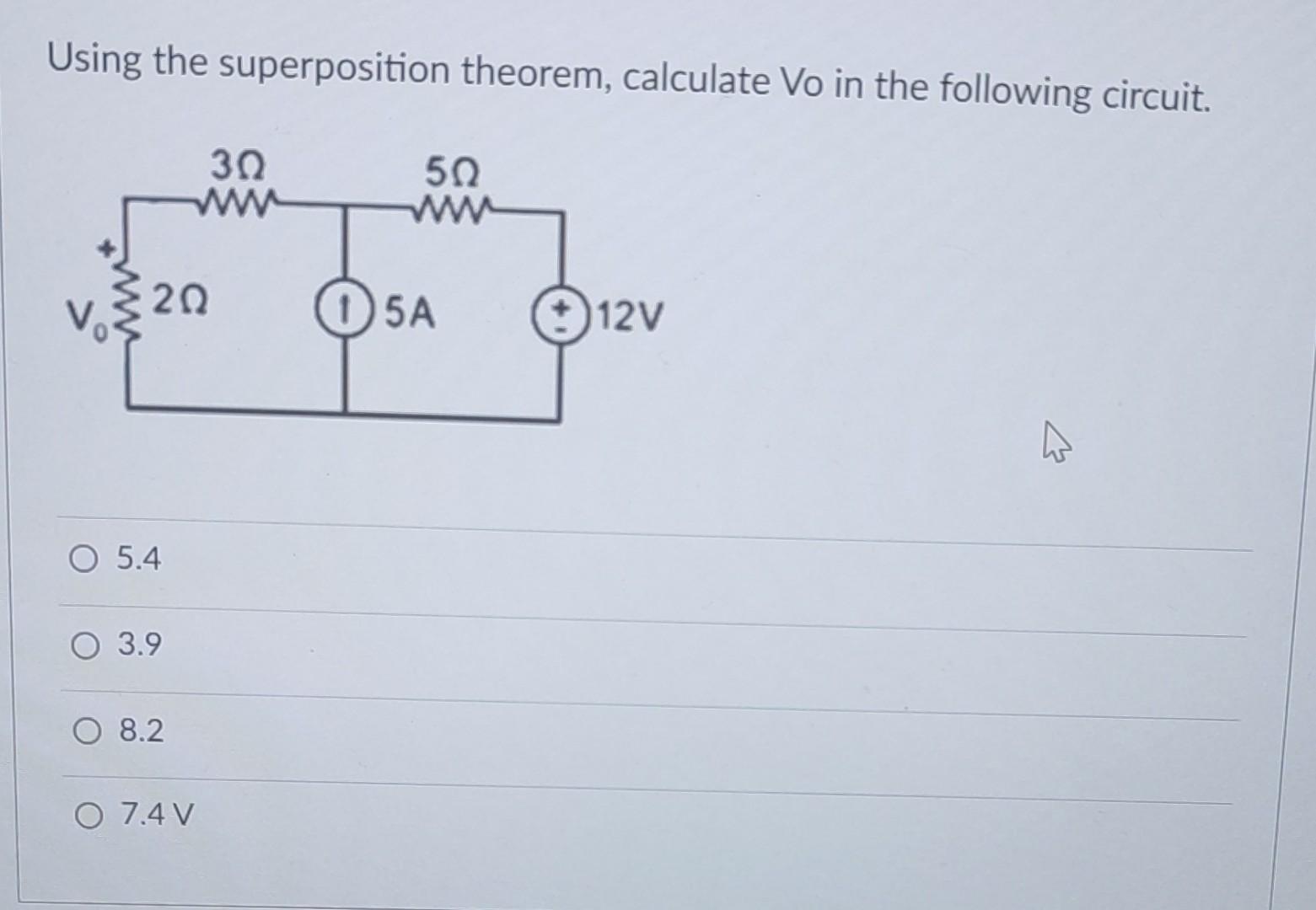 Solved Using the superposition theorem, calculate Vo in the | Chegg.com