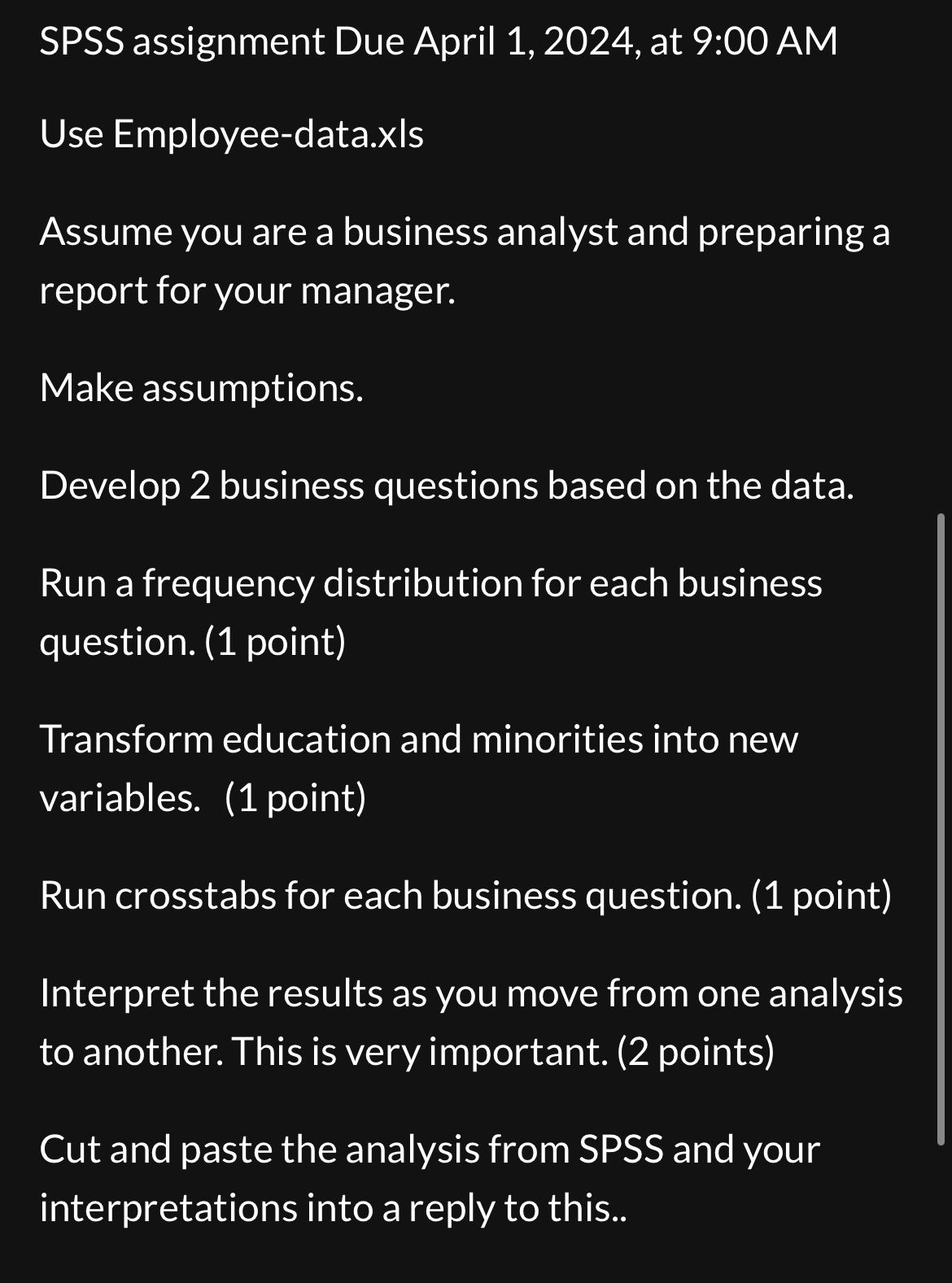Solved SPSS assignment Due April 1, 2024, ﻿at 9:00 ﻿AMUse | Chegg.com