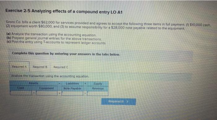 Solved Exercise 2-5 Analyzing effects of a compound entry LO | Chegg.com