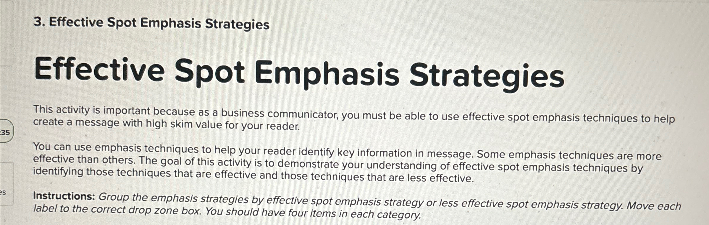 Solved Effective Spot Emphasis StrategiesEffective Spot | Chegg.com